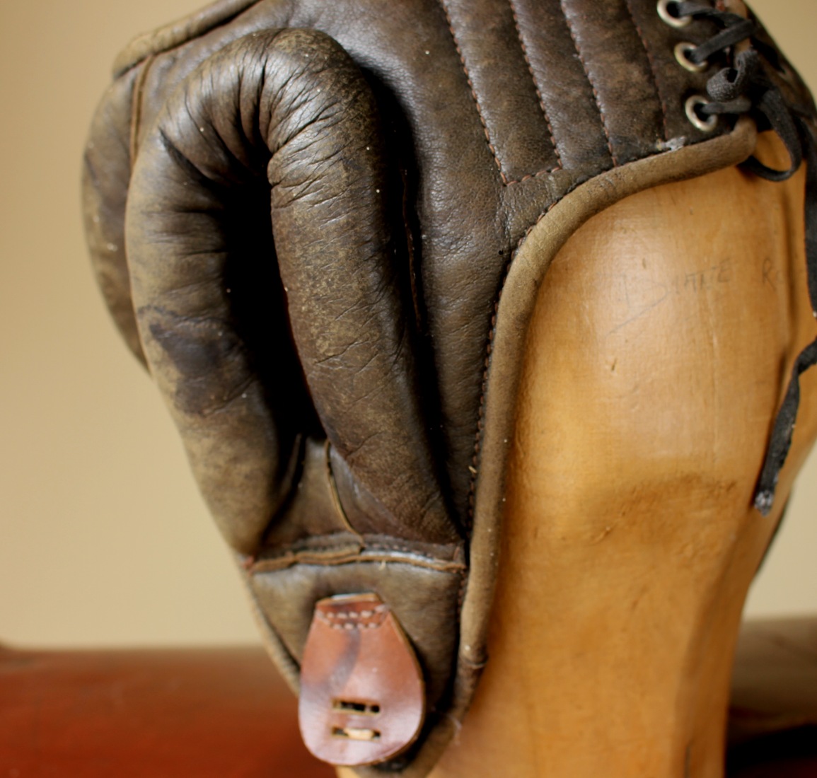 Leather Straw Filled Boxing Head Guard. Antique Boxer's Headgear c1930.