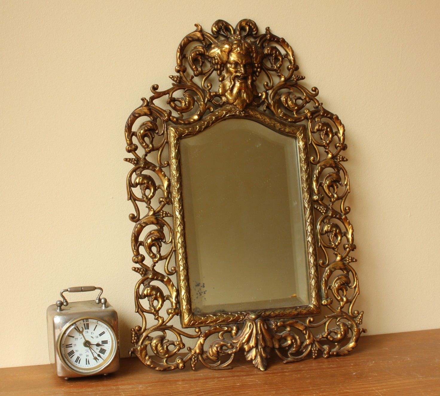 Antique French Rococo Brass Wall Mirror. 19th Century With Bacchus Wine ...