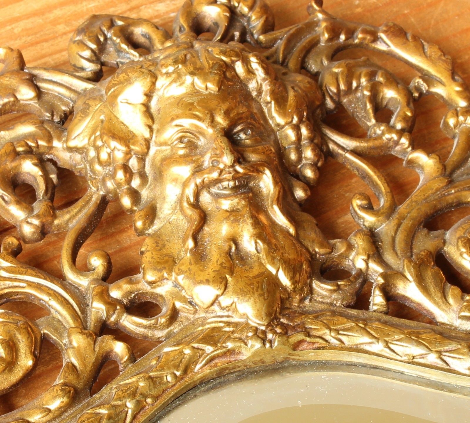 Antique French Rococo Brass Wall Mirror. 19th Century With Bacchus Wine ...