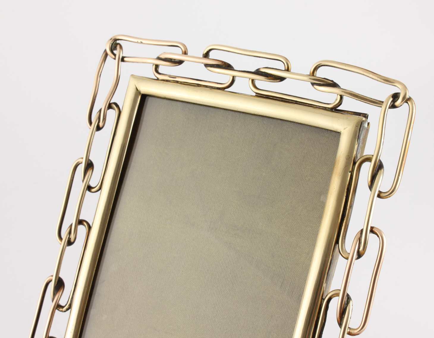 Victorian Brass Chain Link Photo Picture Frame. Easel Back. c1890.