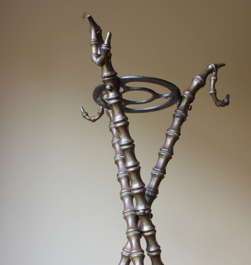 Antique Faux Bamboo Brass Walking Stick Cane Umbrella Stand. Hat Bag ...