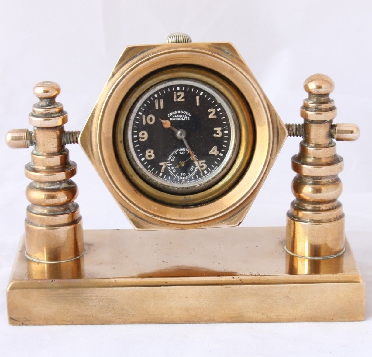 Antique Heavy Brass Stand & Pocket Watch. Maritime Naval Trench Art ...