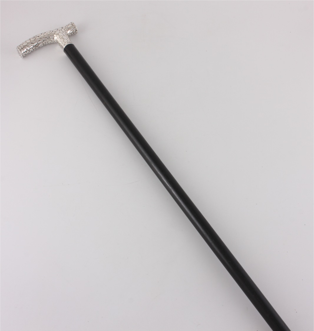 Brigg Silver & Ebony Walking Stick. Snakeskin Effect Victorian Cane 1894.