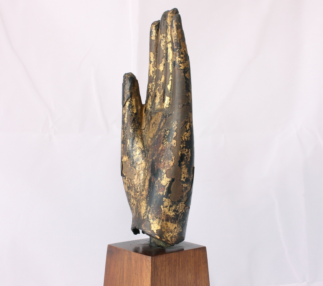 Cambodian Bronze Buddha Hand 15th Century Gump's San Francisco.