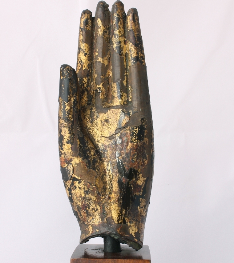 Cambodian Bronze Buddha Hand 15th Century Gump's San Francisco.
