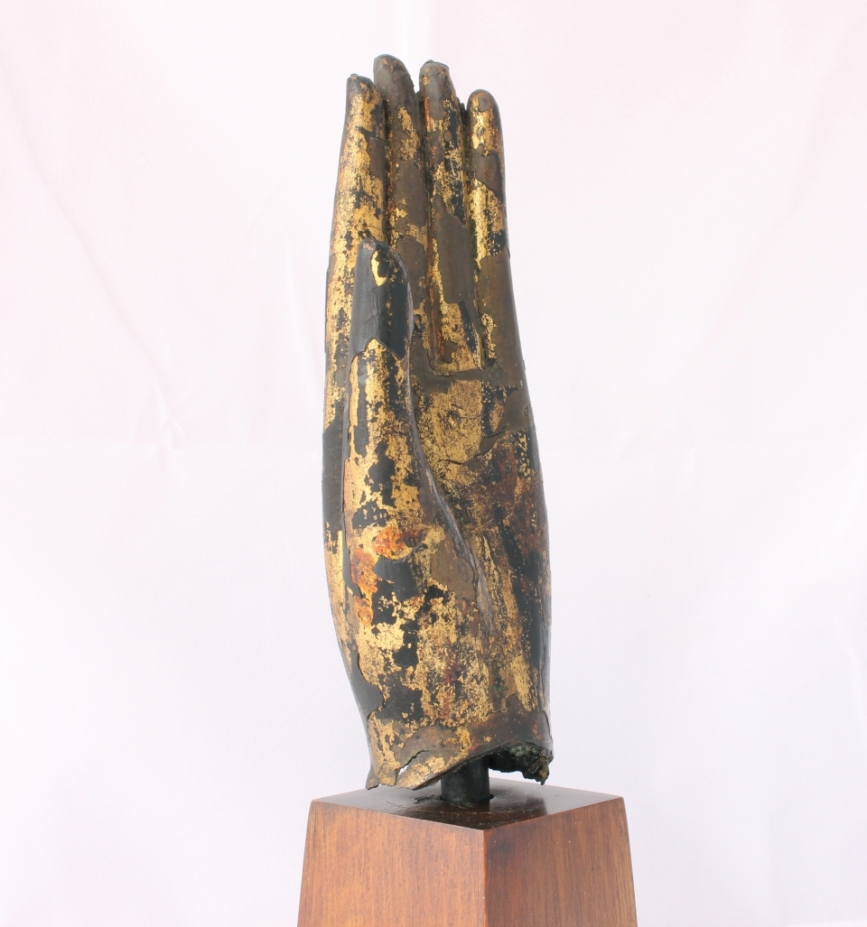 Cambodian Bronze Buddha Hand 15th Century Gump's San Francisco.