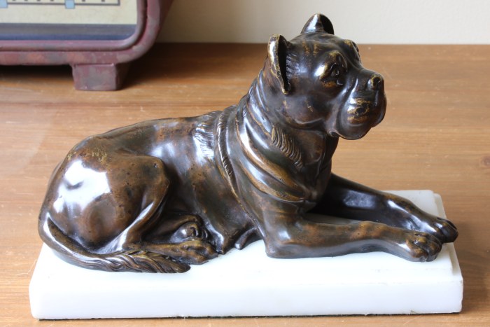 Antique Bronze Bull Mastiff Bullmastiff Figure