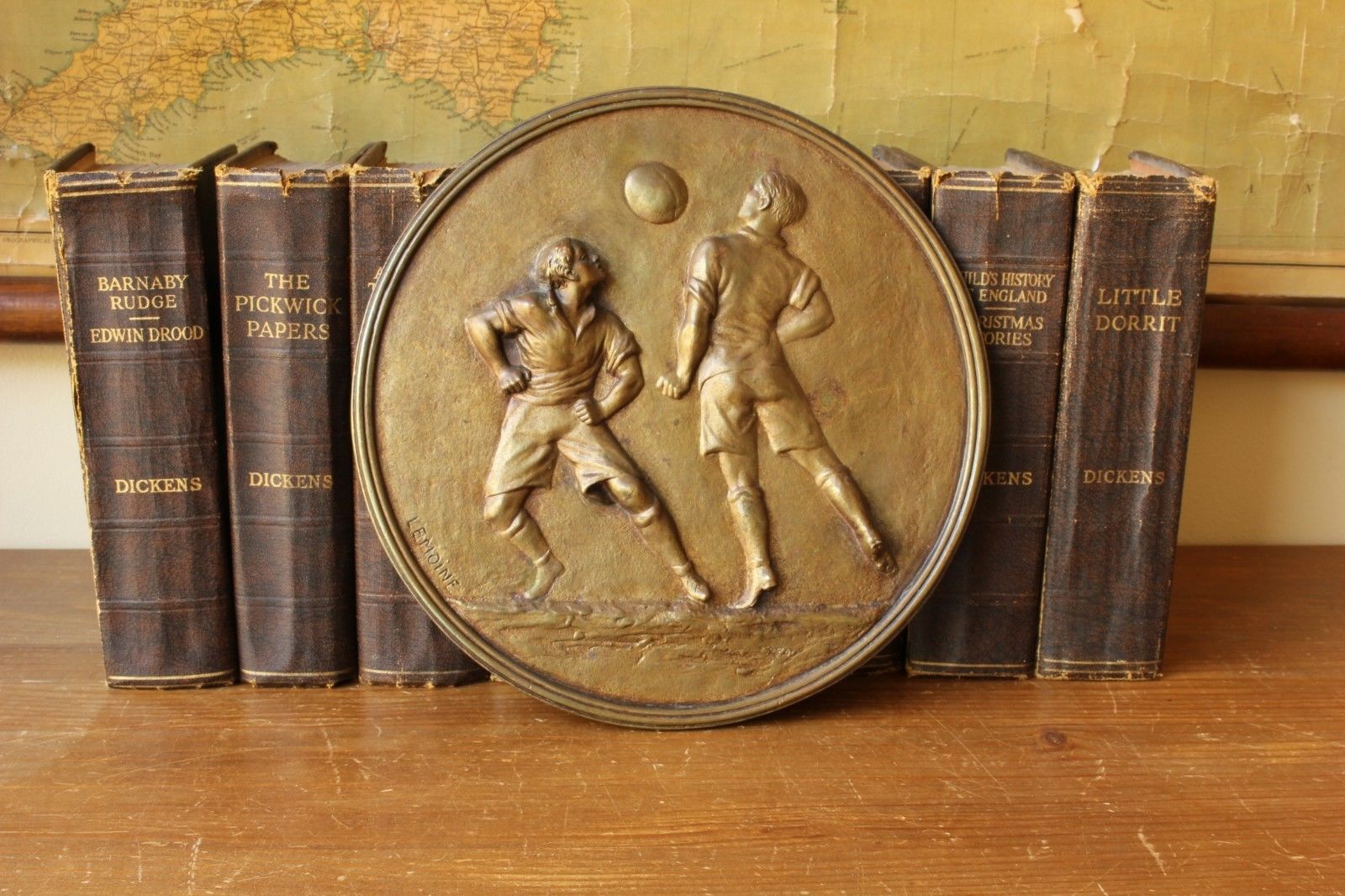 Antique French Bronze Football Plaque. Footballers Soccer Award Lemoine ...