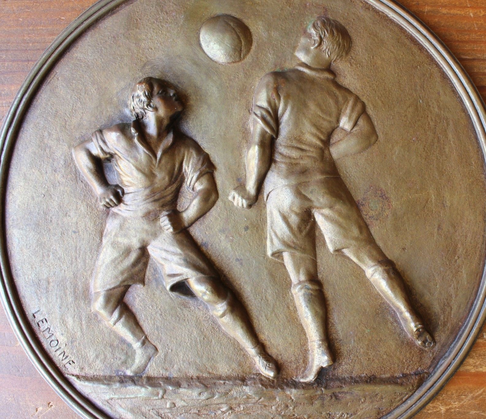 Antique French Bronze Football Plaque. Footballers Soccer Award Lemoine ...