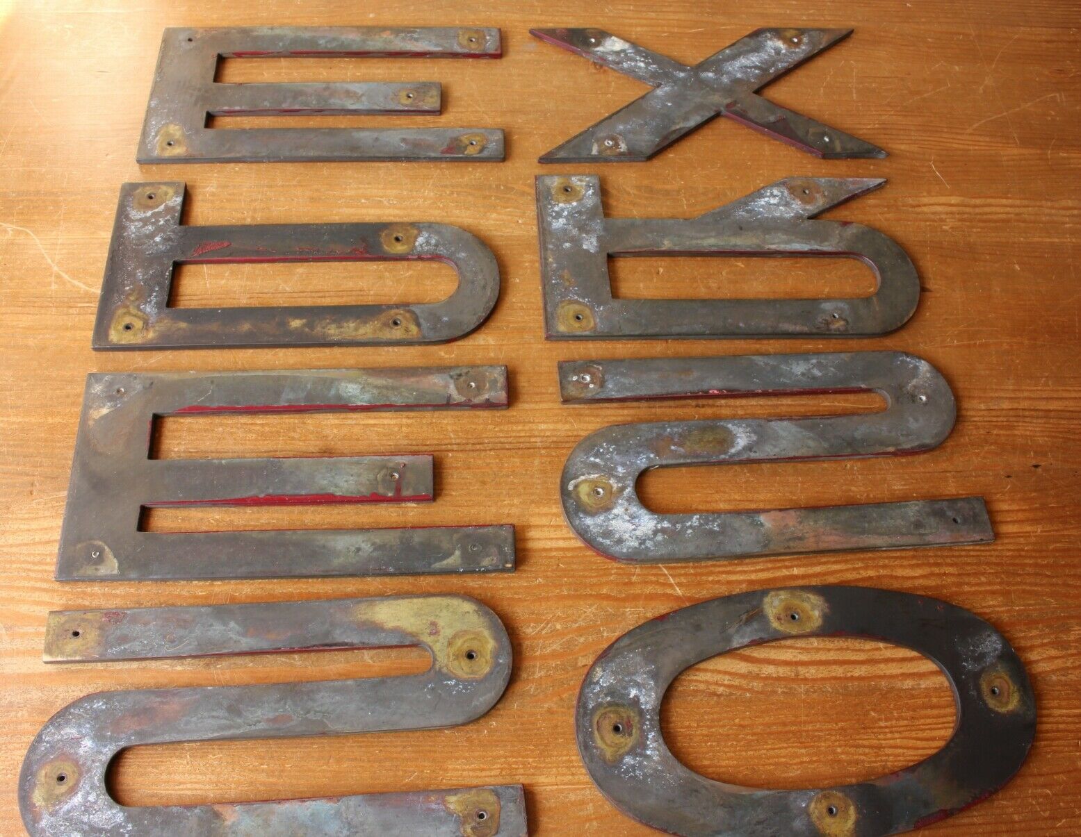 Large Heavy Bronze Letters From Railway Train Sign. E X R P U S E.