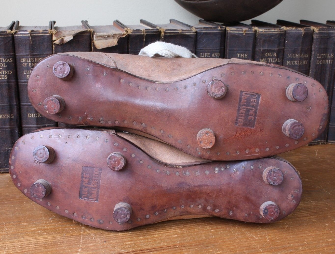 Antique Goal Getters Football Boots. Old Vintage Brown Leather Soccer ...