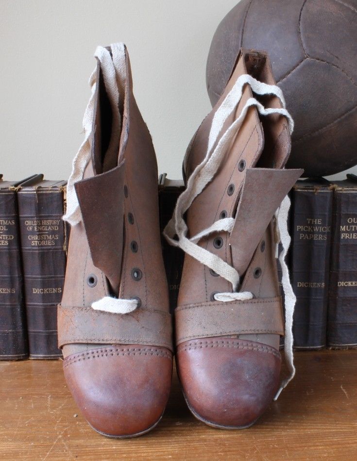 Antique Goal Getters Football Boots. Old Vintage Brown Leather Soccer ...