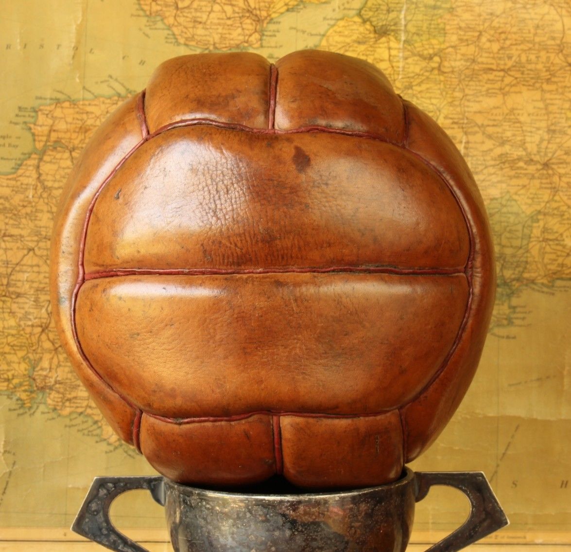 Vintage c1960 Sondico Brown Leather Laced Netball. Old Ball.