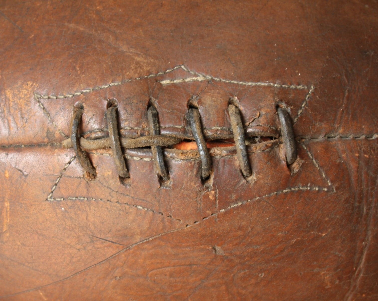Slazenger Leather Laced Rugby Ball. Llanelli Wales c1930.