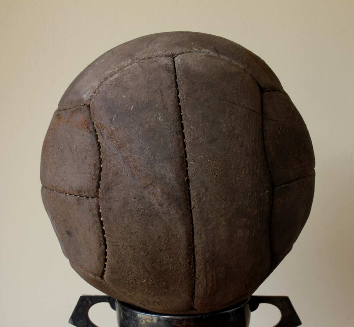 Vintage Leather 12 Panel Football. Laced Soccer Ball. Nice Age c1950.