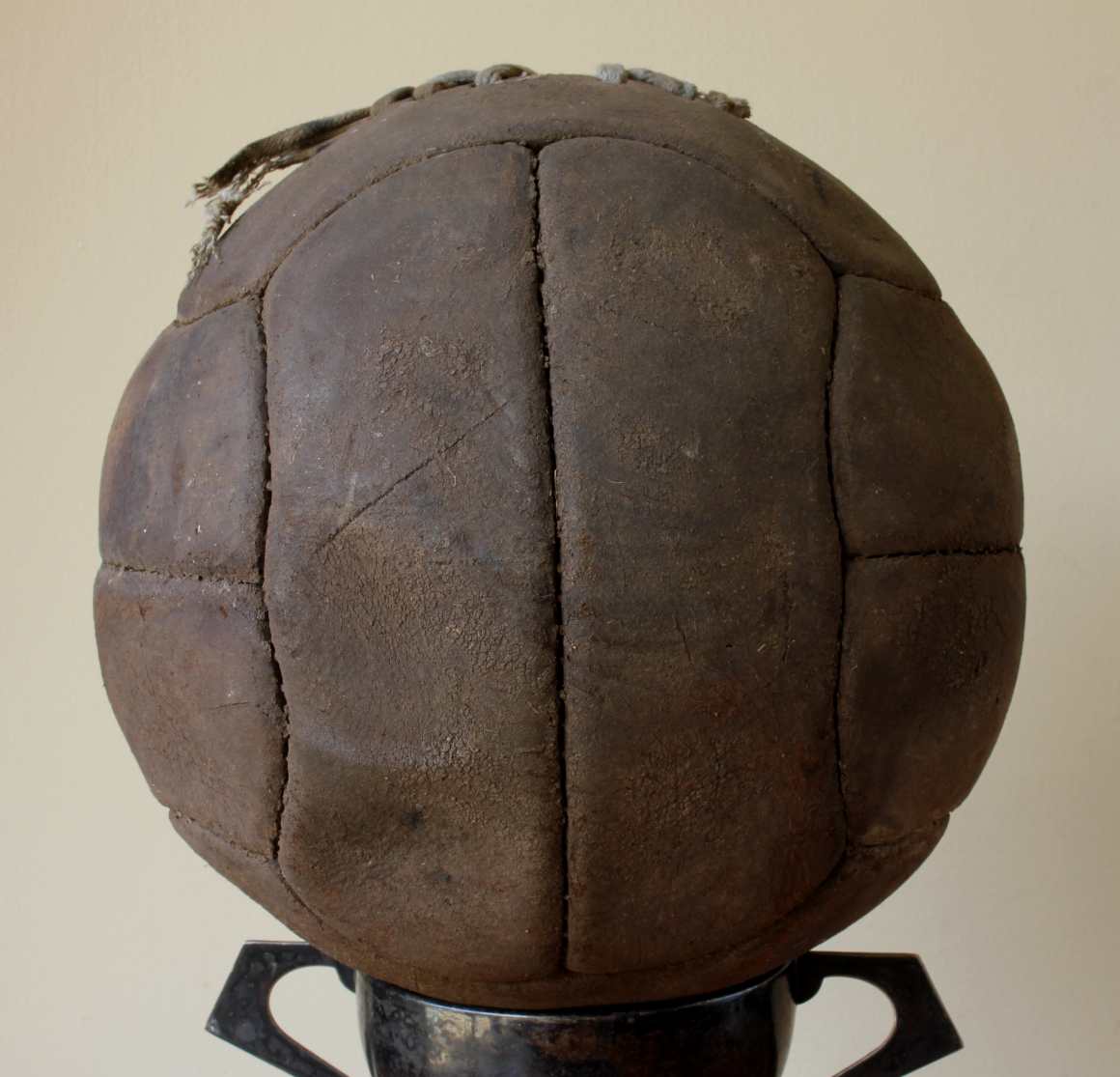 Vintage Leather 12 Panel Football. Laced Soccer Ball. Nice Age c1950.