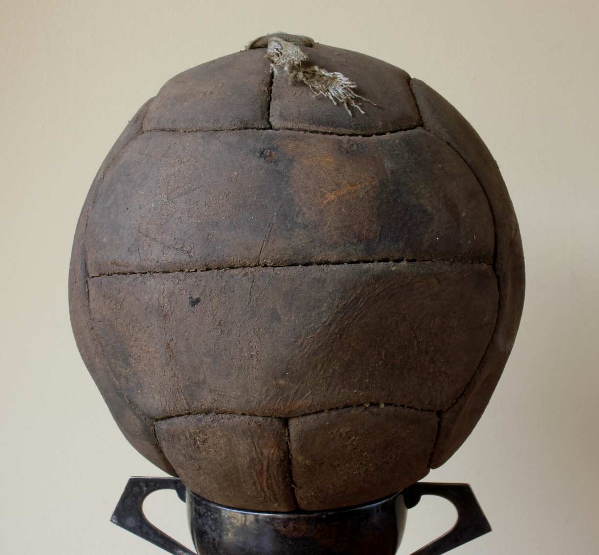 Vintage Leather 12 Panel Football. Laced Soccer Ball. Nice Age c1950.
