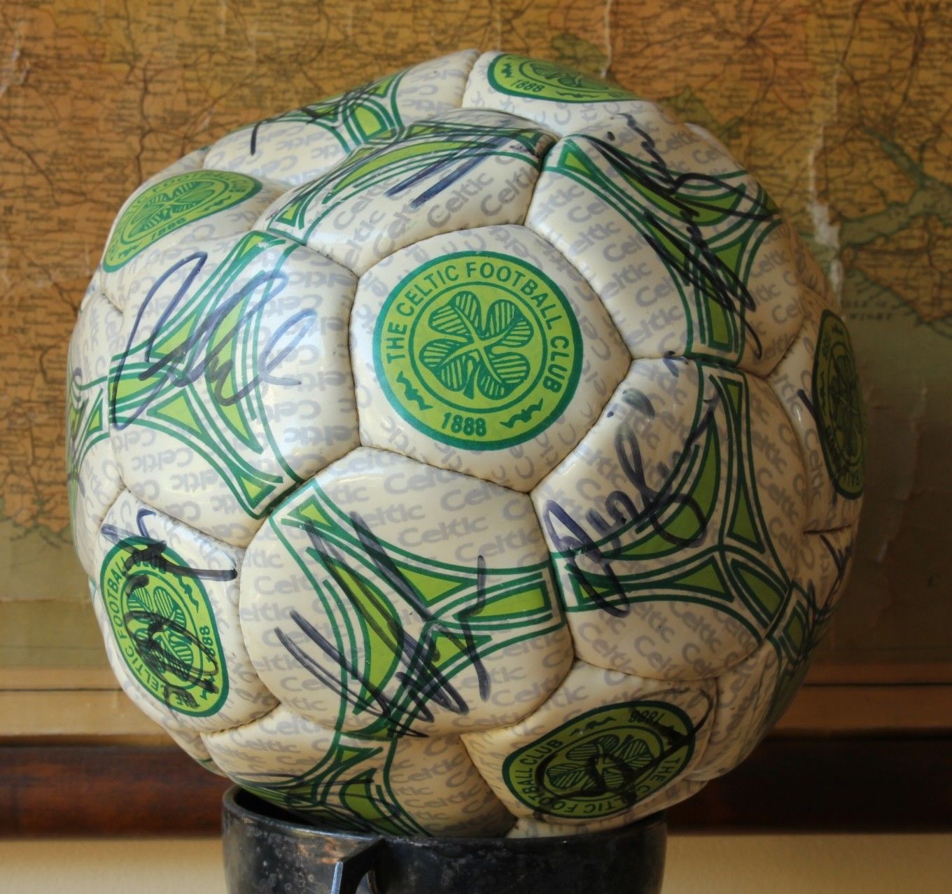 Green & White The Celtic Football Club Ball. c1980 with Signatures.