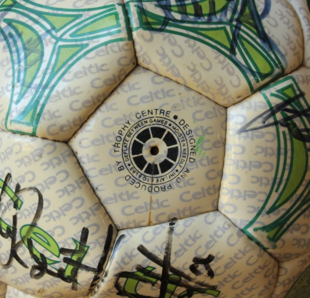 Green & White The Celtic Football Club Ball. c1980 with Signatures.