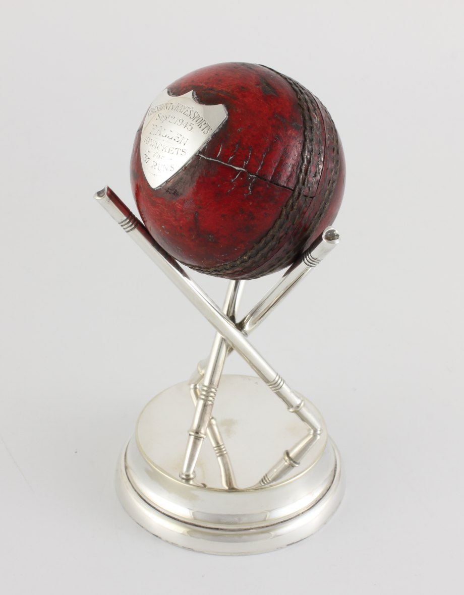 Cricket Ball Trophy. Cheshunt & Kayes Sports. Match Played. 1945.