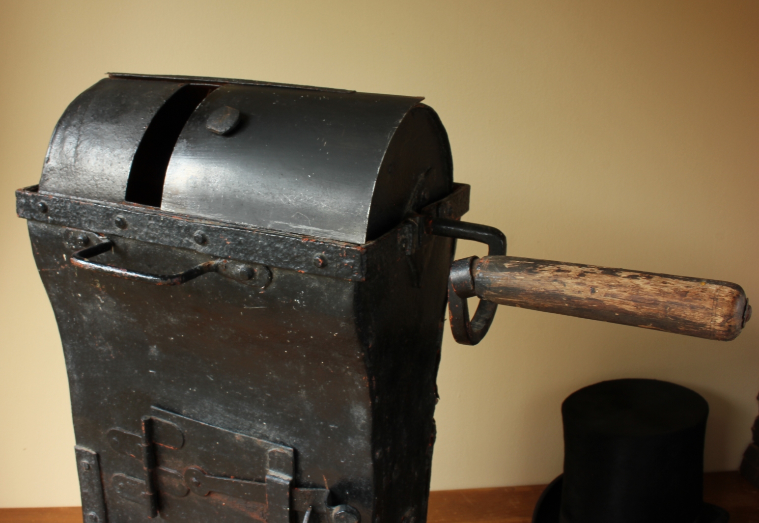 Victorian Street Vendor Chestnut Roaster. Christmas Hot Nuts, Coffee Beans.