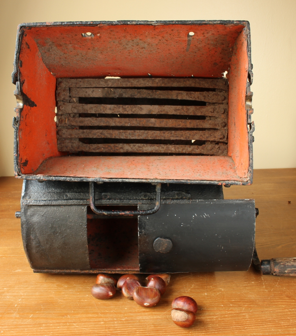 Victorian Street Vendor Chestnut Roaster. Christmas Hot Nuts, Coffee Beans.