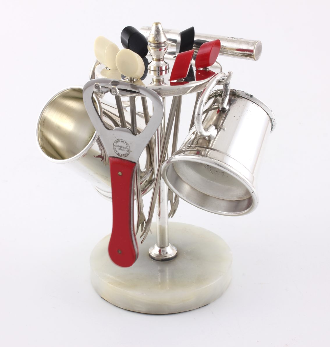 Bar Accessory Set. Cocktail Picks, Measure, Corkscrew, Bottle Opener.