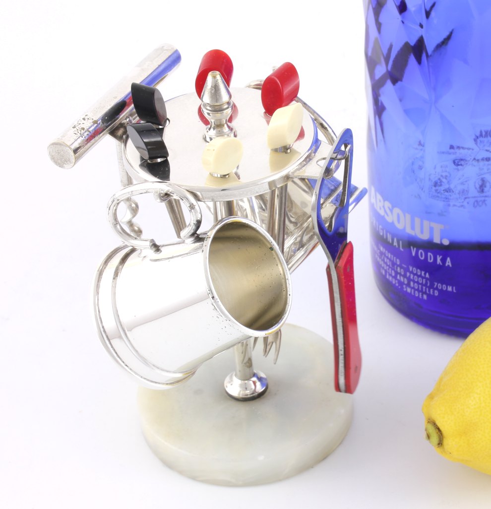 Bar Accessory Set. Cocktail Picks, Measure, Corkscrew, Bottle Opener.