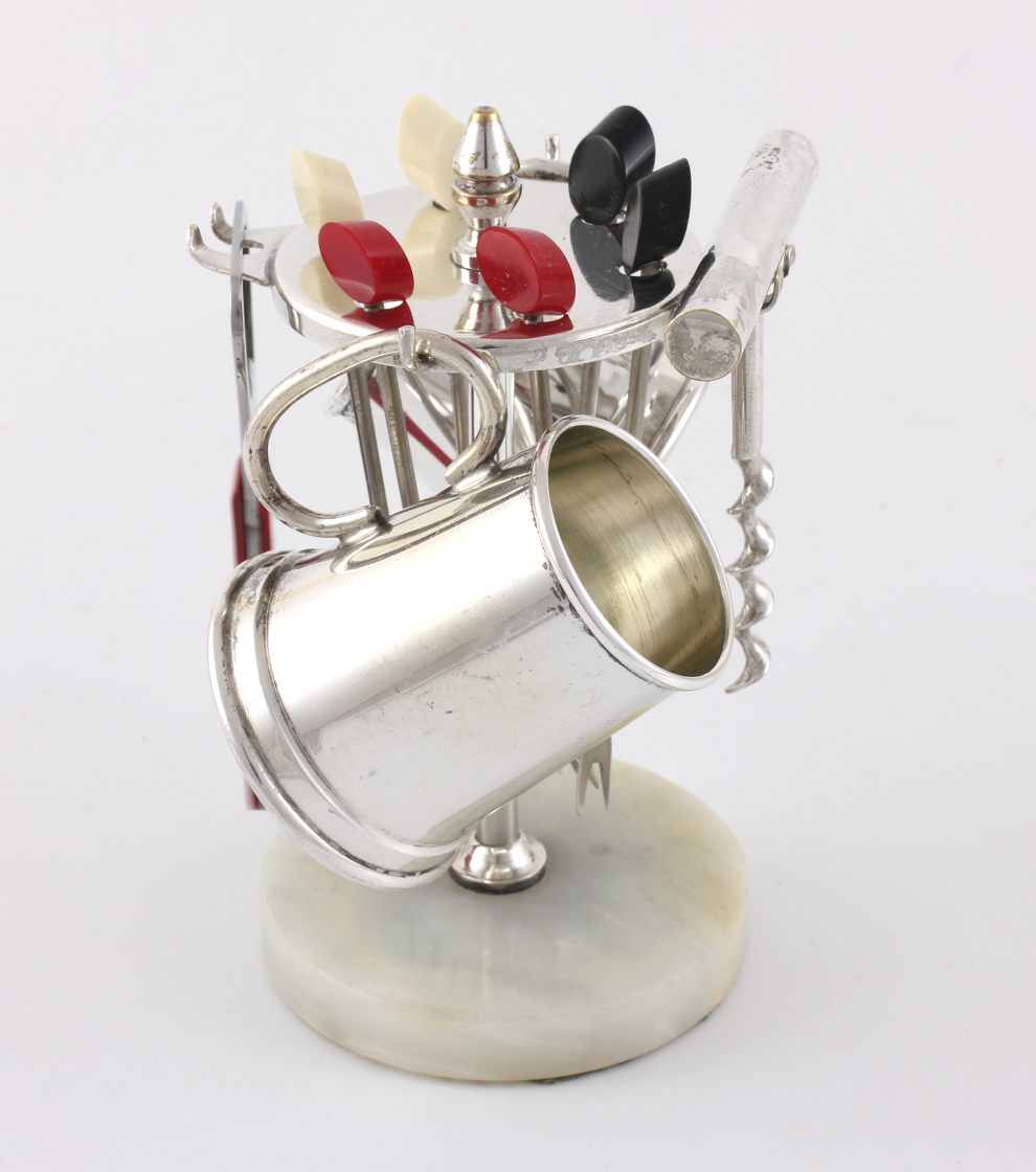 Bar Accessory Set. Cocktail Picks, Measure, Corkscrew, Bottle Opener.