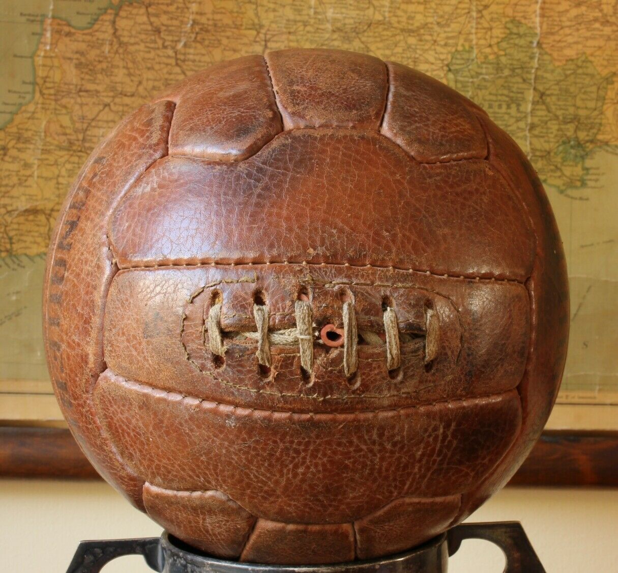 1950's Conqueror Football. Old Hand Sewn Leather Soccer Value Ball.