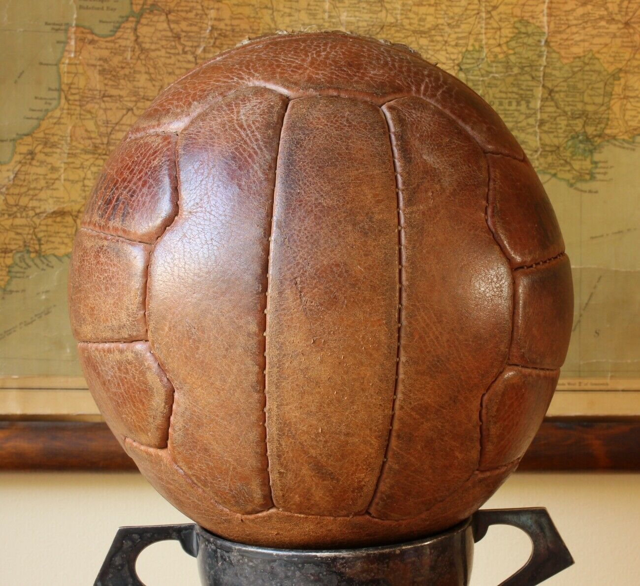 1950's Conqueror Football. Old Hand Sewn Leather Soccer Value Ball.