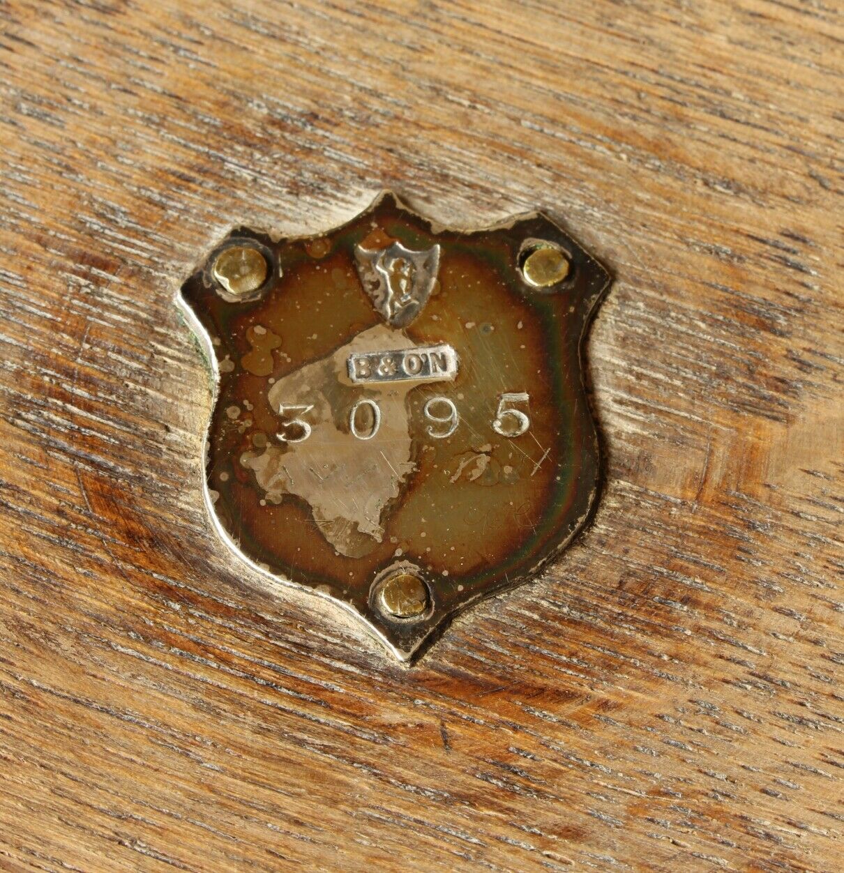 Antique English Oak Silver Plated Trophy Bowl & Old Leather Cricket ...