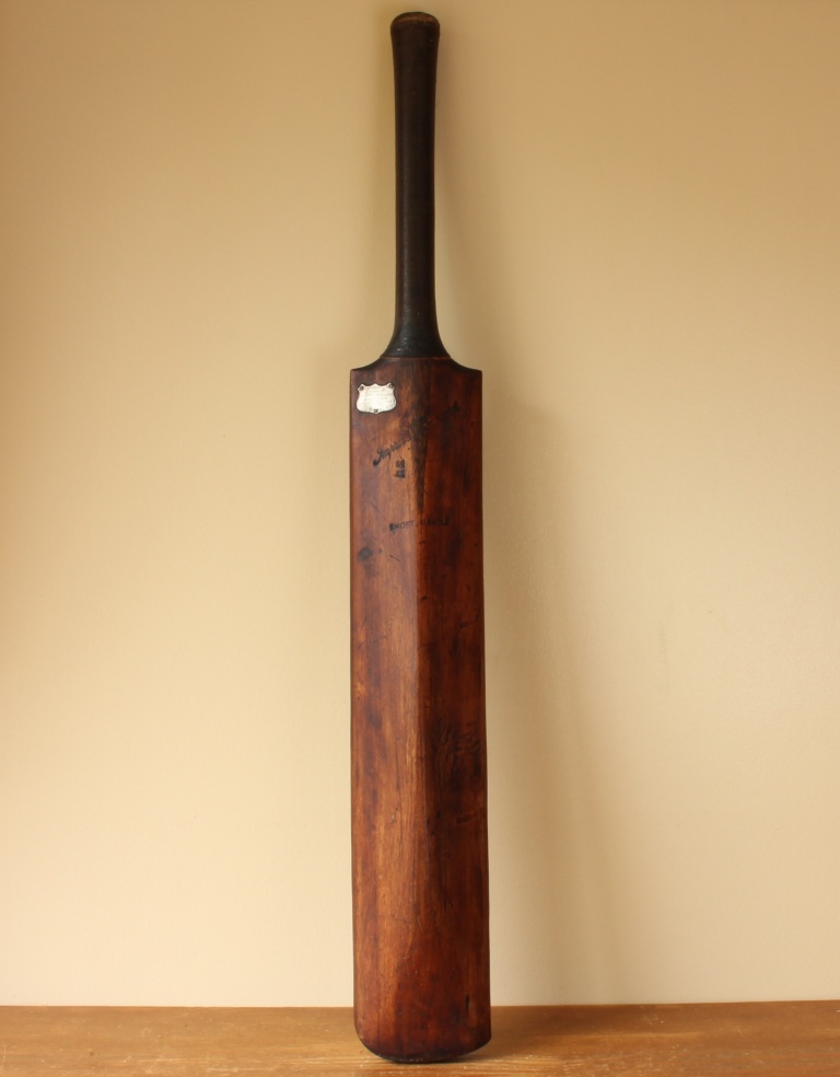 B Warsop Cricket Bat & Silver Trophy Plaque. LPTB Slough Sports Club.