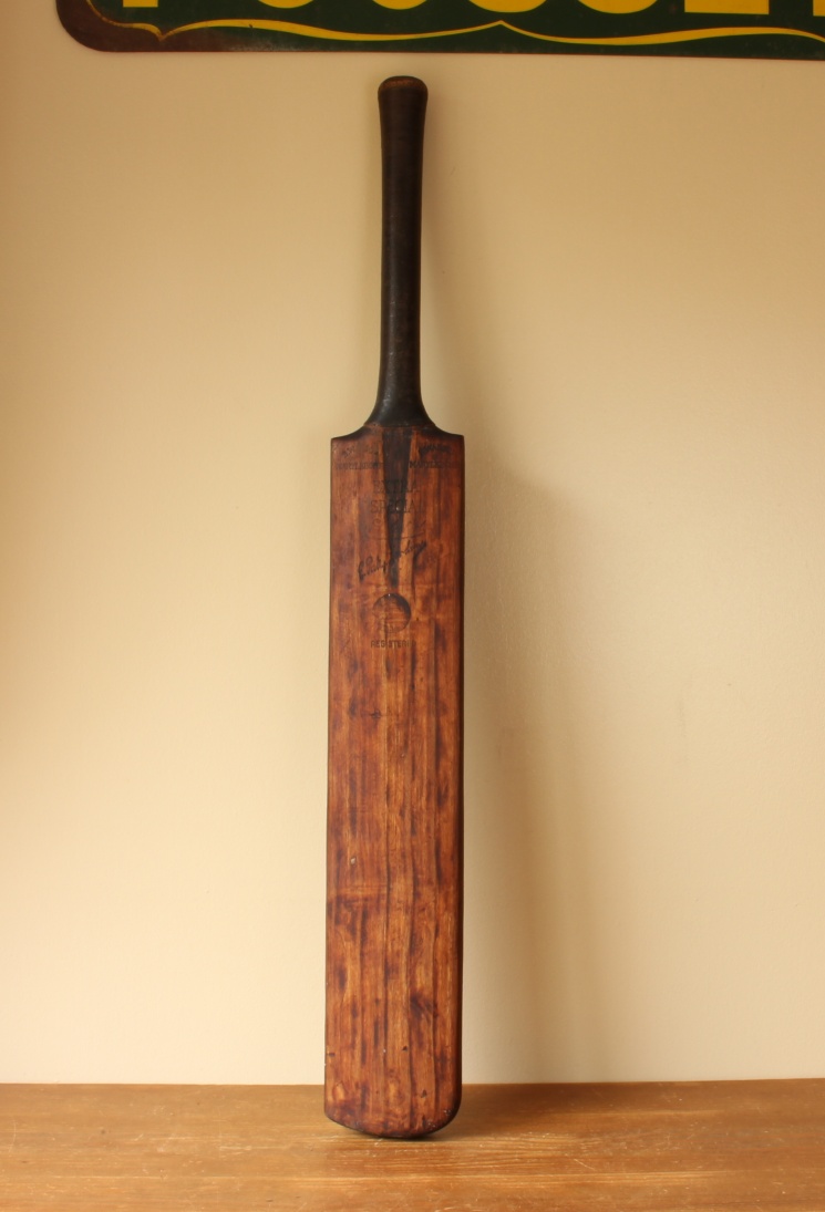 B Warsop Cricket Bat & Silver Trophy Plaque. LPTB Slough Sports Club.