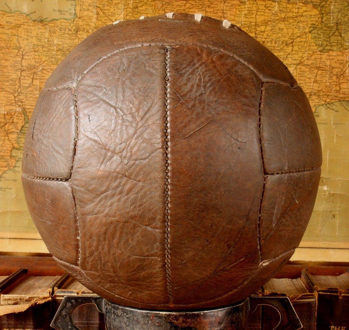 Leather Football World Cup 1930 Argentina Uruguay. Vintage Soccer Ball.