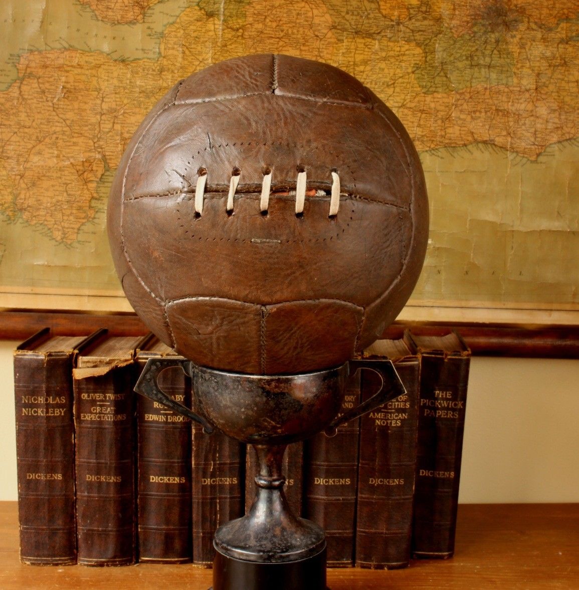 Leather Football World Cup 1930 Argentina Uruguay. Vintage Soccer Ball.