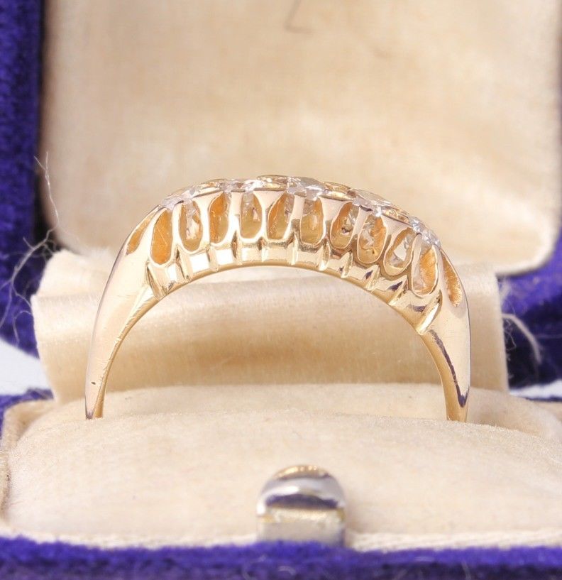 18ct Yellow Gold & Diamond Five 5 Stone Eternity Gypsy Ring. 0.50 ct ...