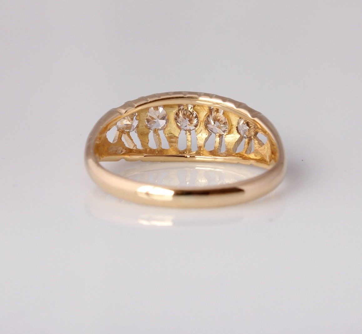 18ct Yellow Gold & Diamond Five 5 Stone Eternity Gypsy Ring. 0.50 ct ...