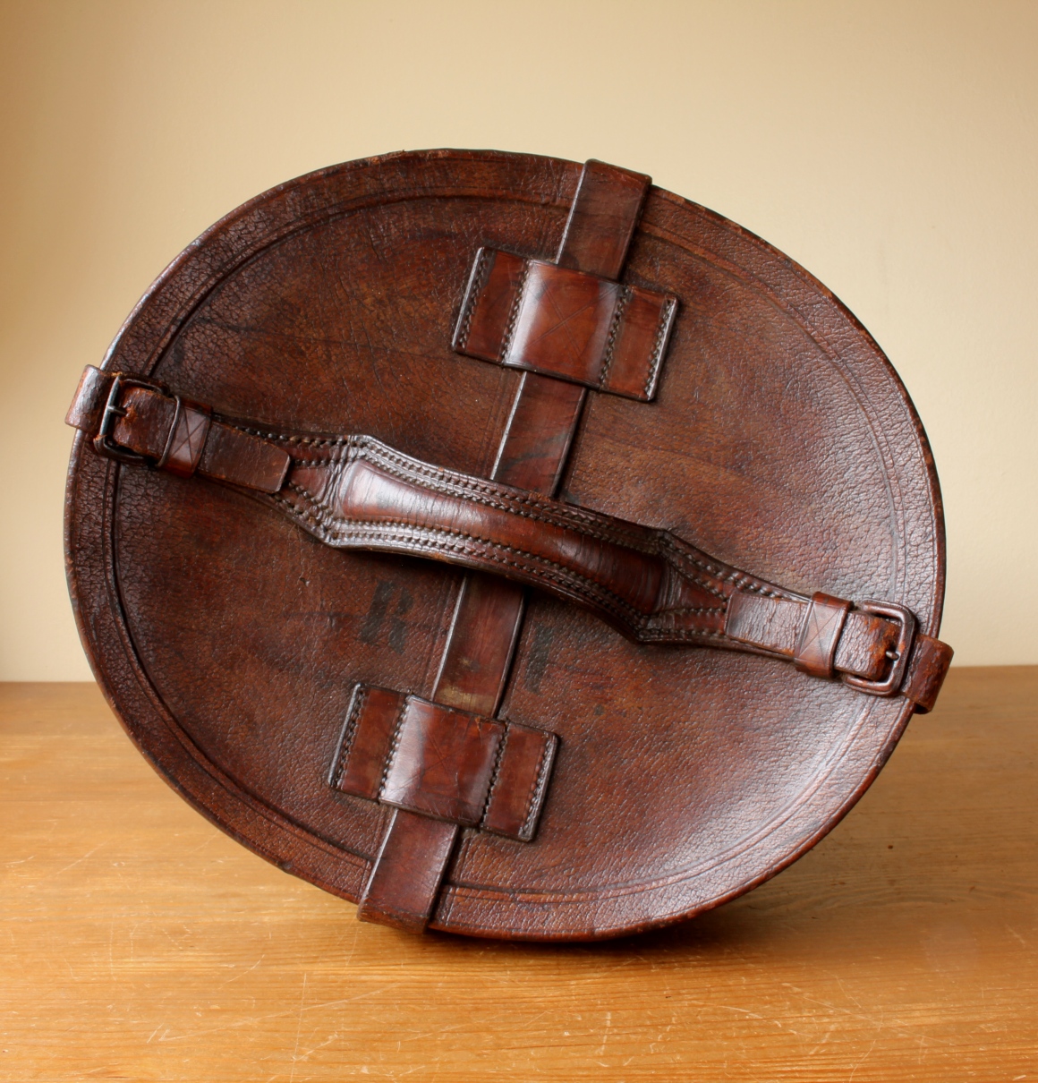 Leather Double Top Hat Case. Velvet Lined Box. Paris, Madrid. Home Decor.