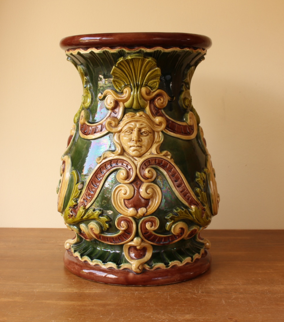 Doulton Lambeth Majolica Garden Seat. Conservatory Stool c1875.