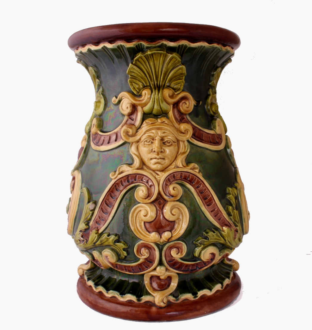 Doulton Lambeth Majolica Garden Seat. Conservatory Stool c1875.