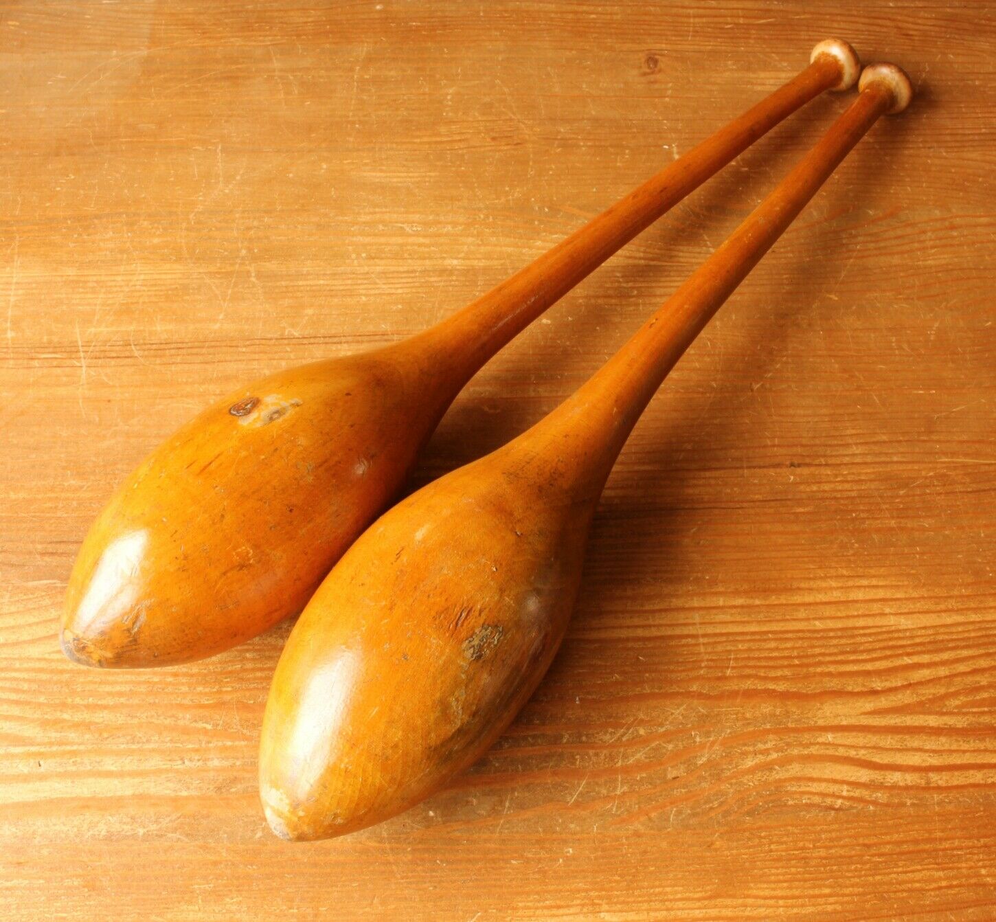 Large Wood Indian Clubs. Exercise Meels. Decor, Gym, Sports Bar.