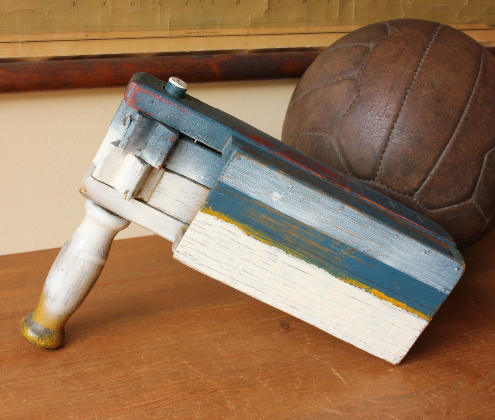WWII ARP Gas / Football / Soccer Rattle. c1939 Blue & White. W.Clements.
