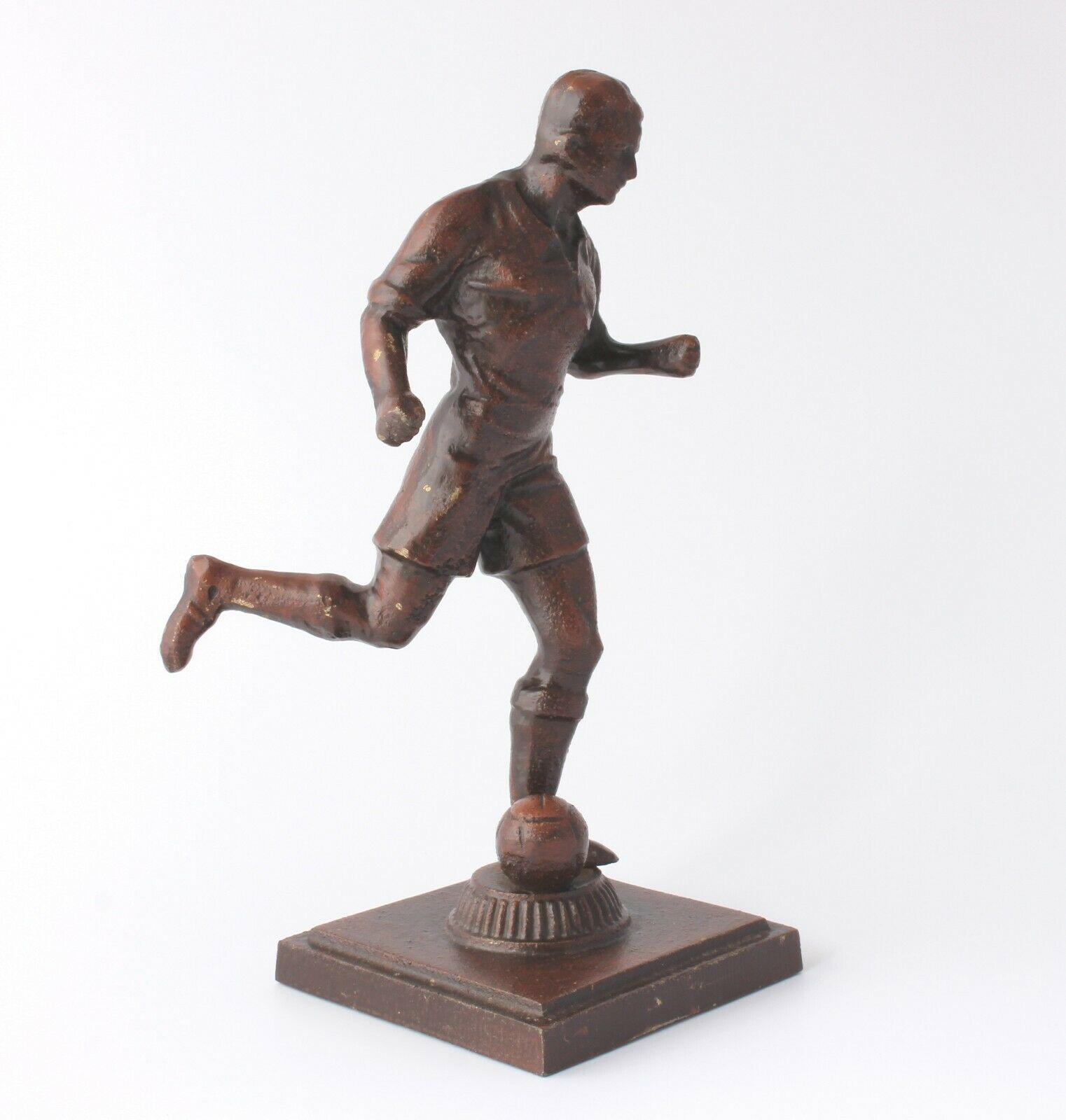 Heavy Soccer Player & Football Statue. Footballer Ball Figure.