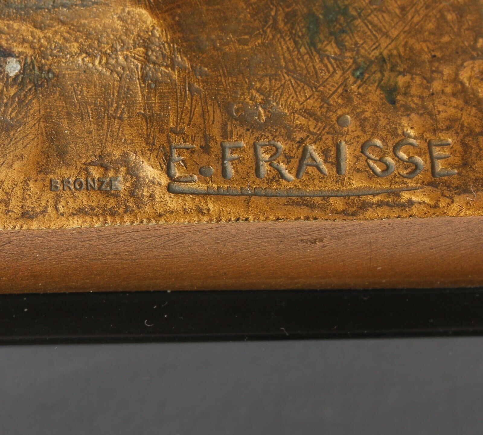 Bronze Footballer Statue E Fraisse. Figure of Soccer Player & Football.