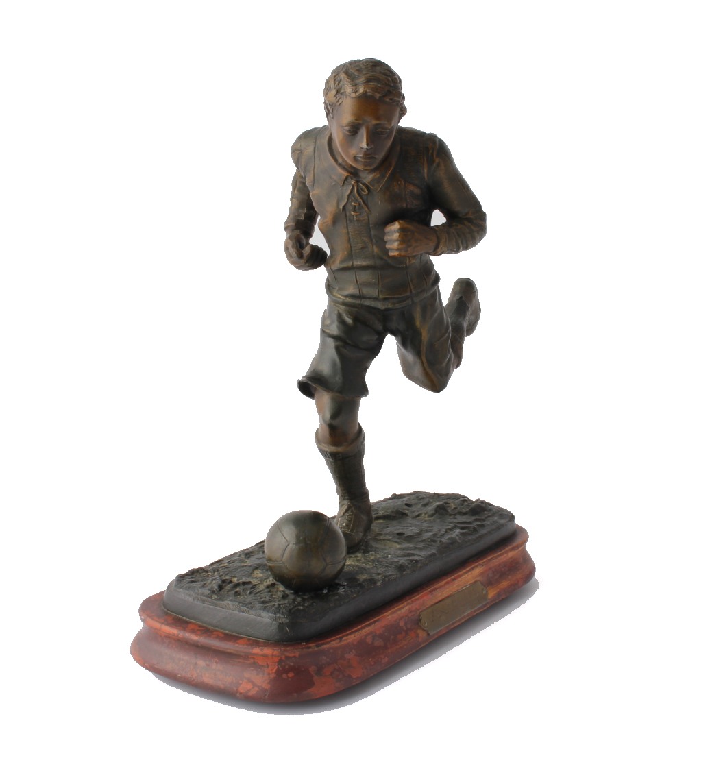 Fratin Football Statue. 19th Century Bronzed Footballer Soccer Figure.