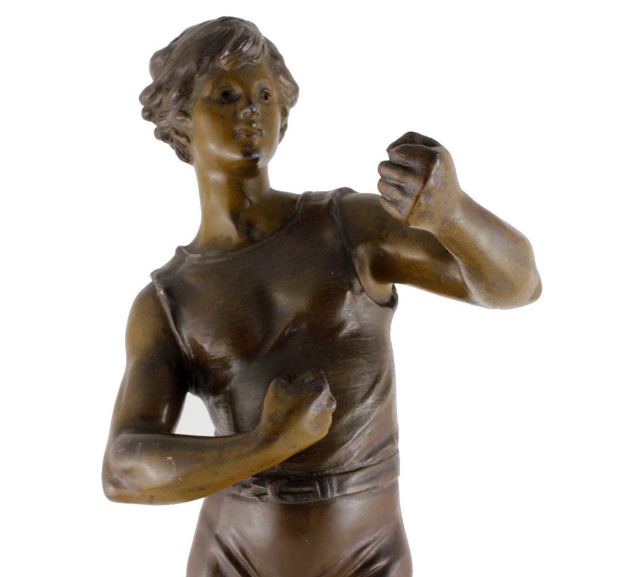 Large French Pugilist Figure. Bare Knuckle Boxer Trophy Statue. c1880.