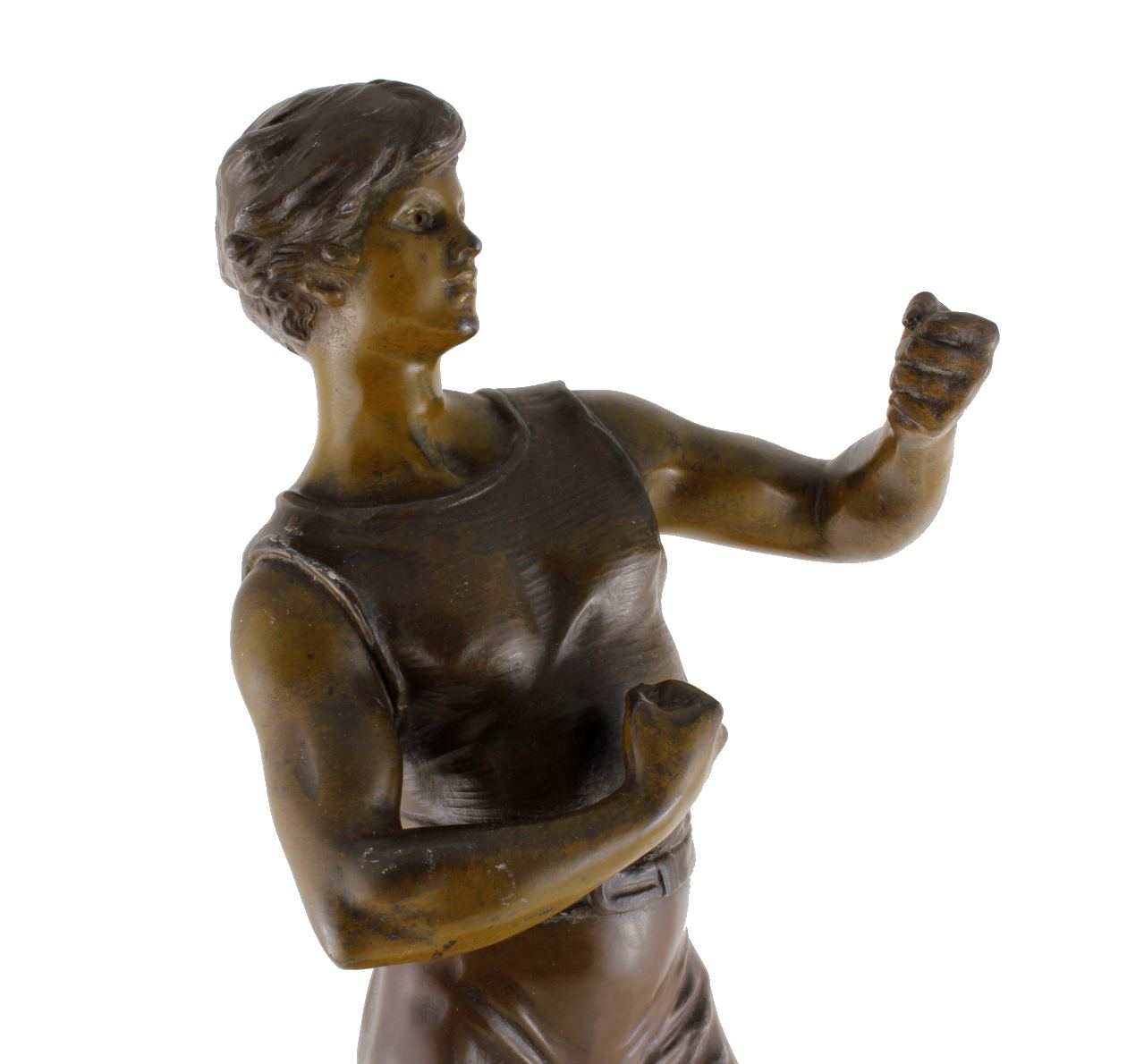 Large French Pugilist Figure. Bare Knuckle Boxer Trophy Statue. c1880.