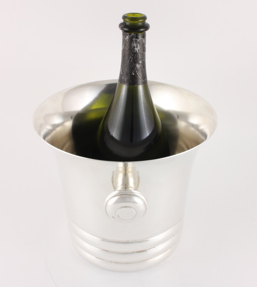 Art Deco French Silver Plate Wine Cooler. Fluted Champagne Ice Bucket.
