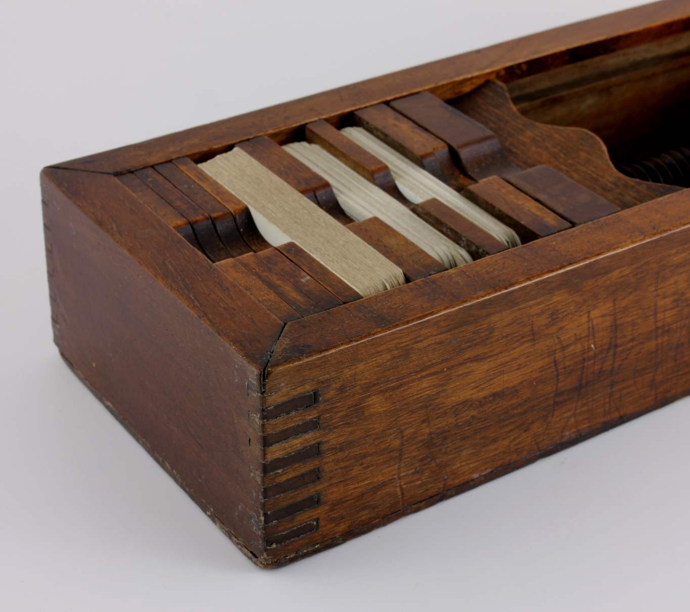 French Wood Playing Card Press. Wooden Card Clamp Storage Box. c1900.